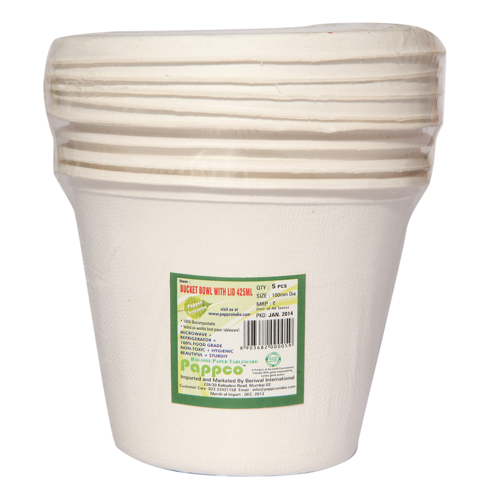 Buy Pappco Bucket Bowl with Lid 425ml 5 pcs Online at Natures Basket