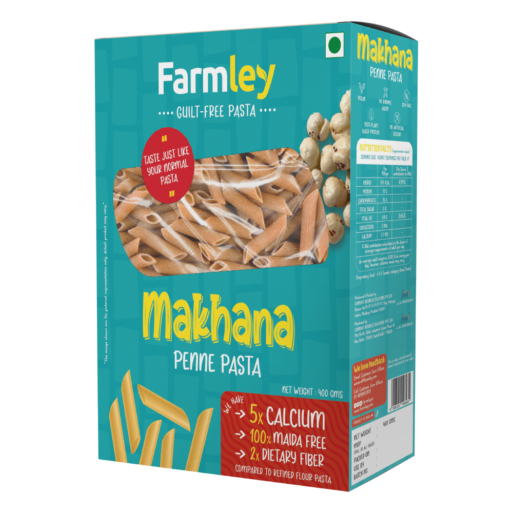 Buy Farmley Makhana Penne Pasta, 400g Box Online at Natures Basket